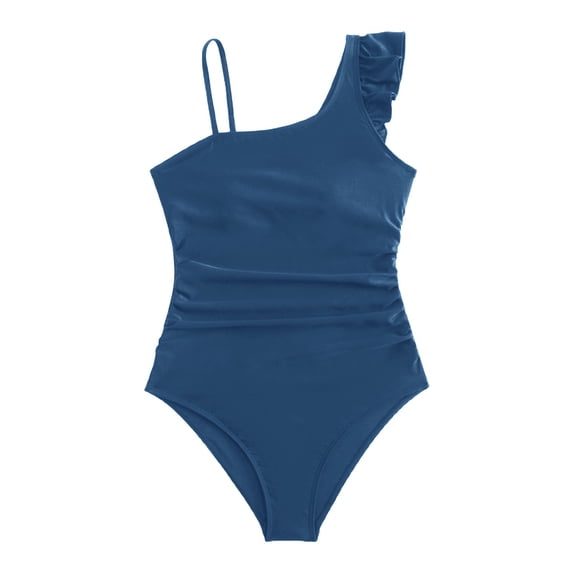 Byoo Big Girls UPF 50+ One Piece Swimsuit Ruffled One Shoulder Beach ...