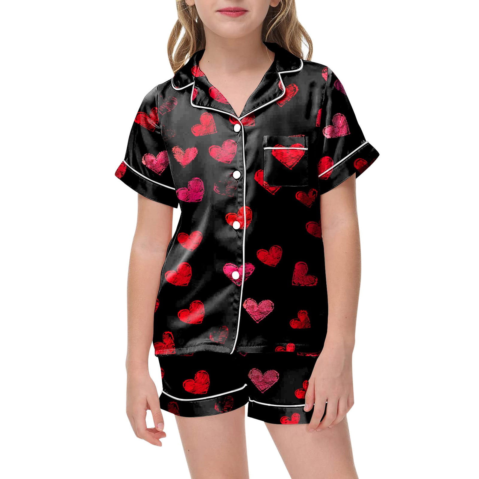 Byoo Big Girls Valentine Day 2 Piece Nightwear Set Heart Graphic Short ...