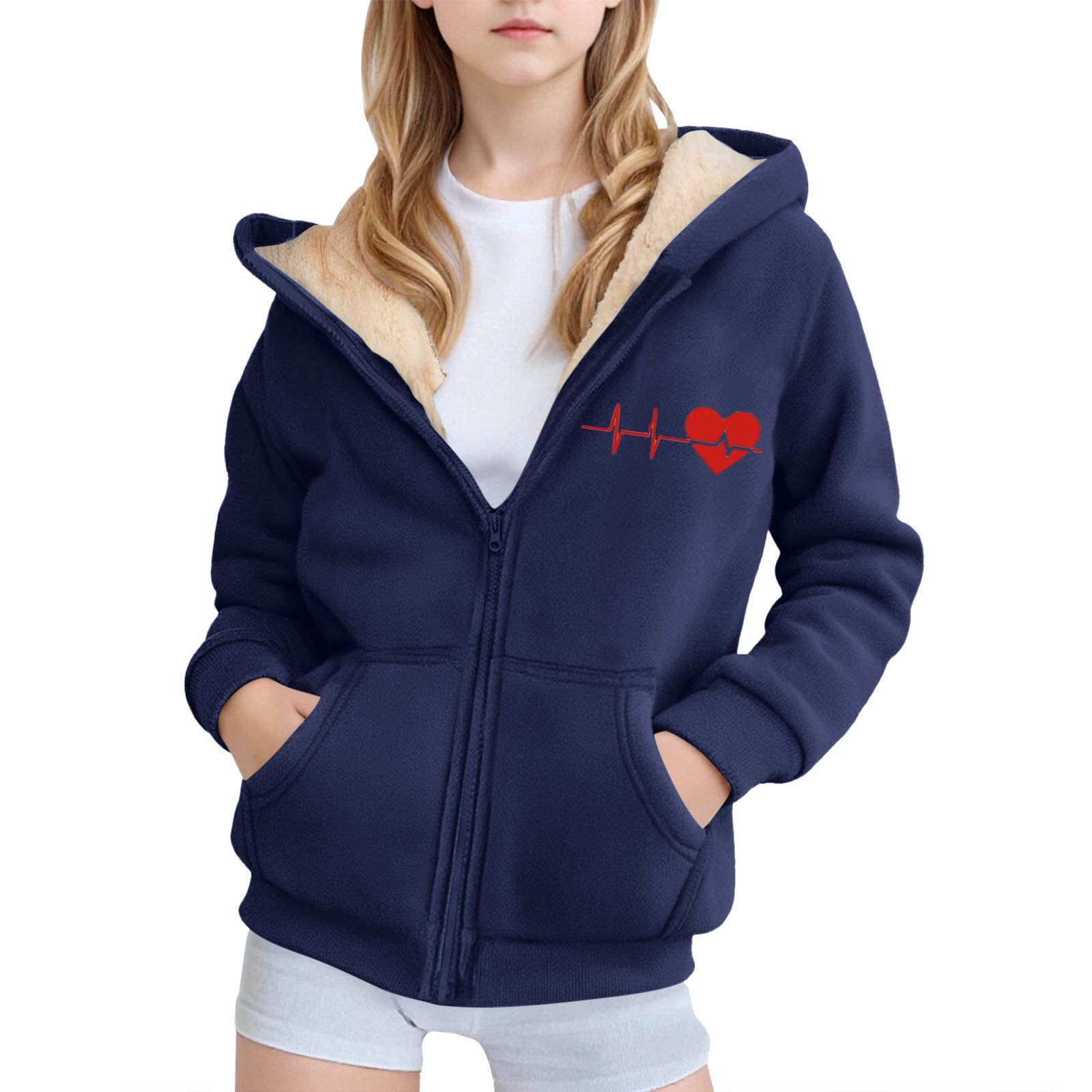 Byoo Big Girls Zip Up Jacket Fleece Hooded Warm Sweatshirt with Pockets ...