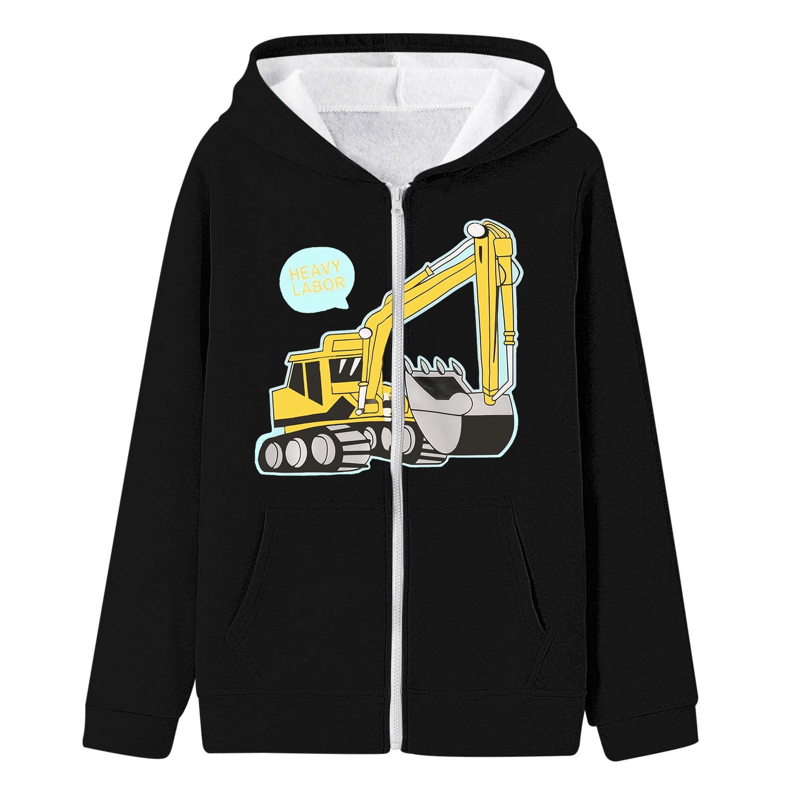 Byoo Big Girls Zip Up Microfleece Hoodie Excavator Print Casual Hooded ...
