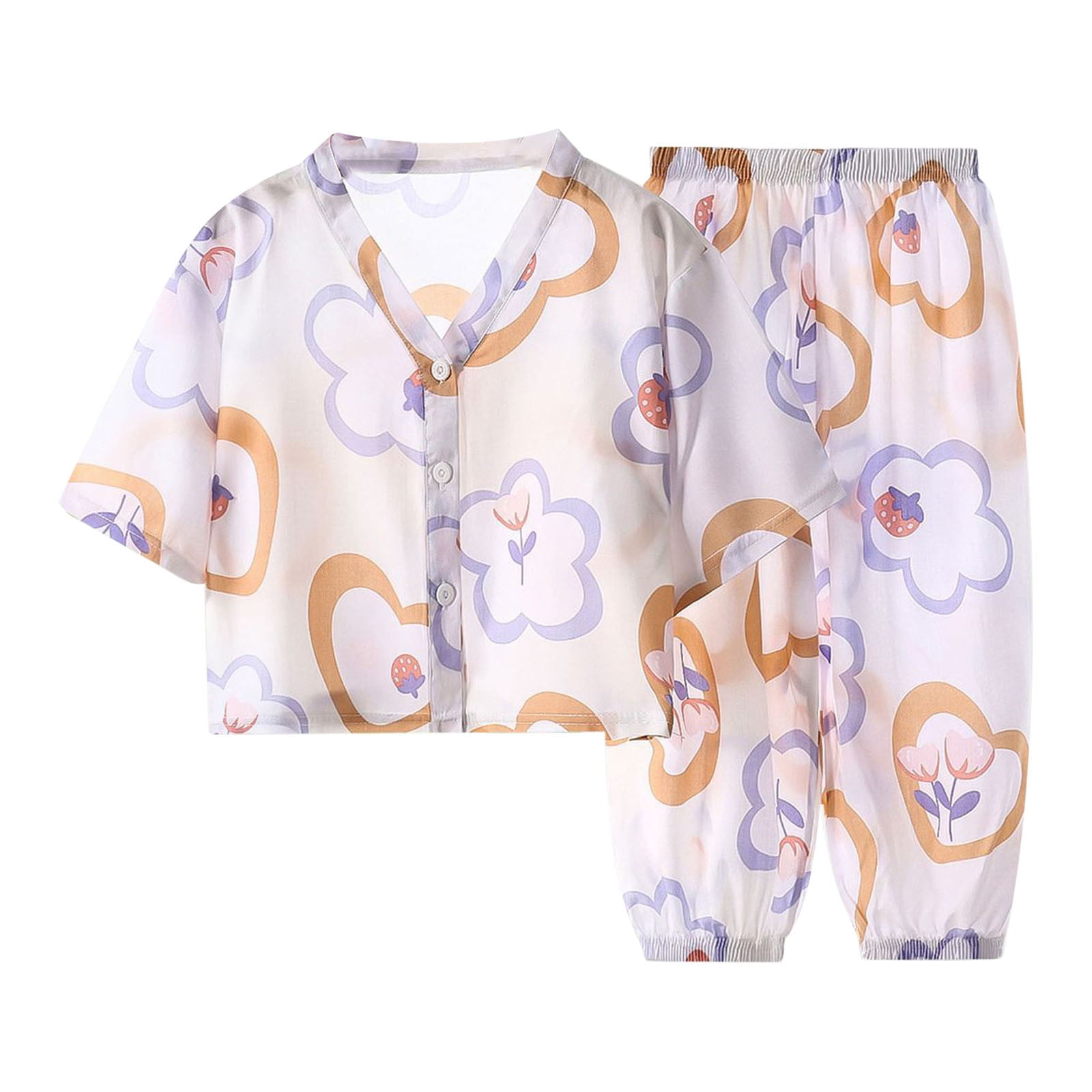 Byoo Boys Girls Pajamas Snug Fit V Neck Button Down Shirt Pants Soft ...