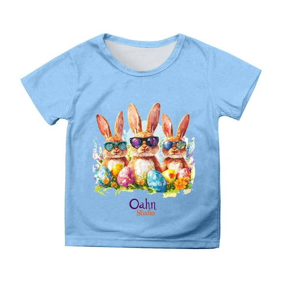 Byoo Bunny Rabbit Printing Shirt for Toddler Girls Easter Tough Short ...
