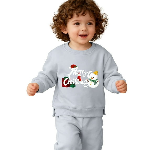 Byoo Christmas Letter Graphic Toddler Boy Sweatshirt Xmas Active Full ...