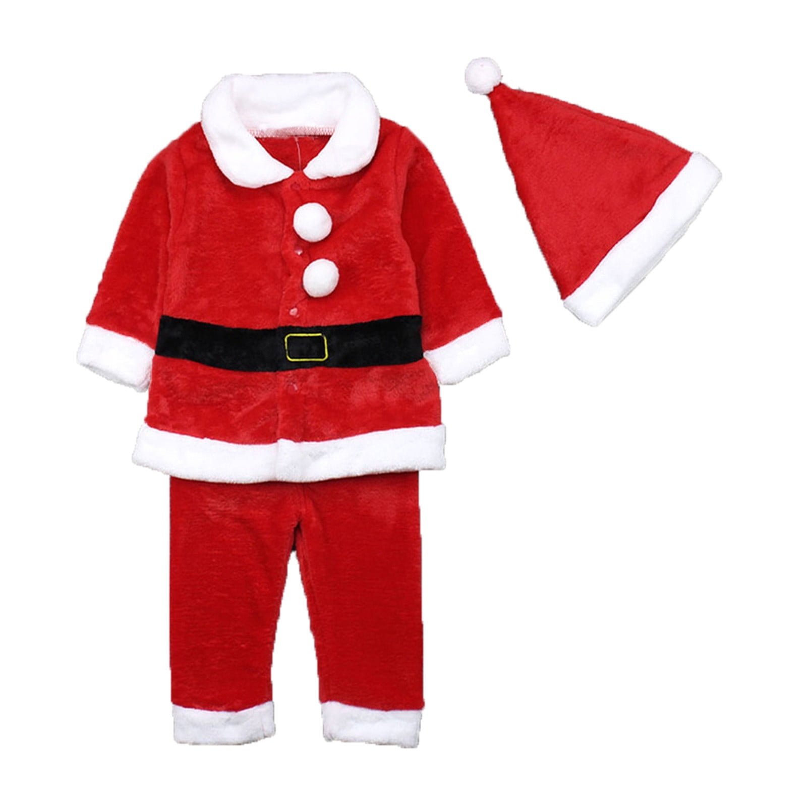 Byoo Christmas Toddler Boys Flannel Outfit Sets Santa Peter Pan Collar ...