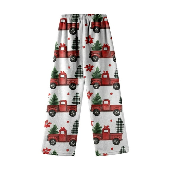 Byoo Christmas Toddler Girl Flannel Homewear Pants Warm Cartoon Car ...