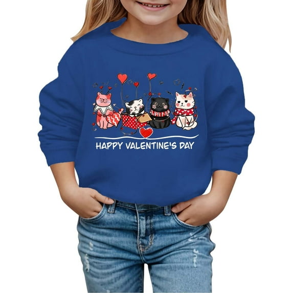 Byoo Cute Animal Graphic Toddler Boy Sweatshirt Valentine Day Round ...