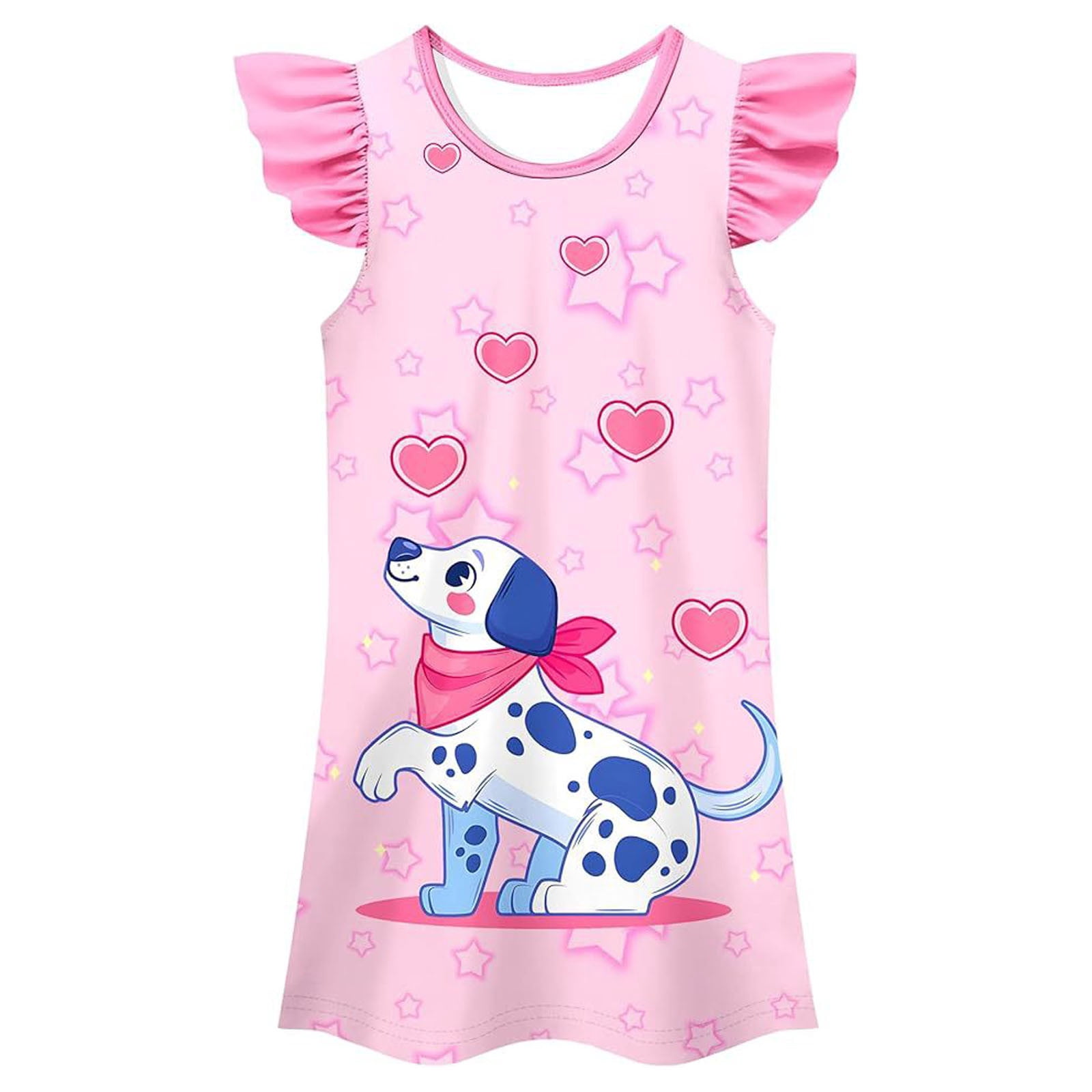 Byoo Cute Dog Print Dress for Big Girls Summer Ruffle Sleeve A Line ...