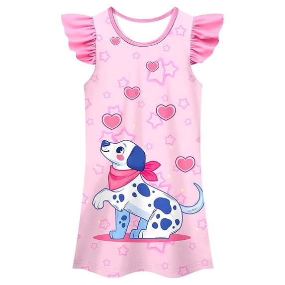 Byoo Cute Dog Print Dress for Toddler Girls Summer Ruffle Sleeve A Line ...