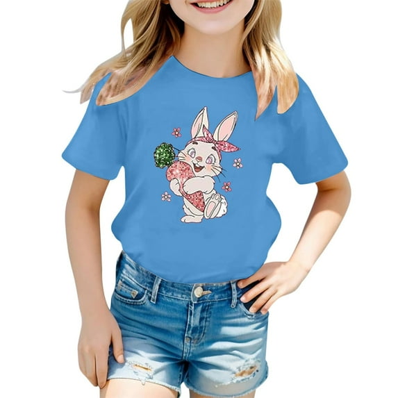 Byoo Easter Bunny Graphic Tee for Toddler Girl Sport Short-Sleeve ...