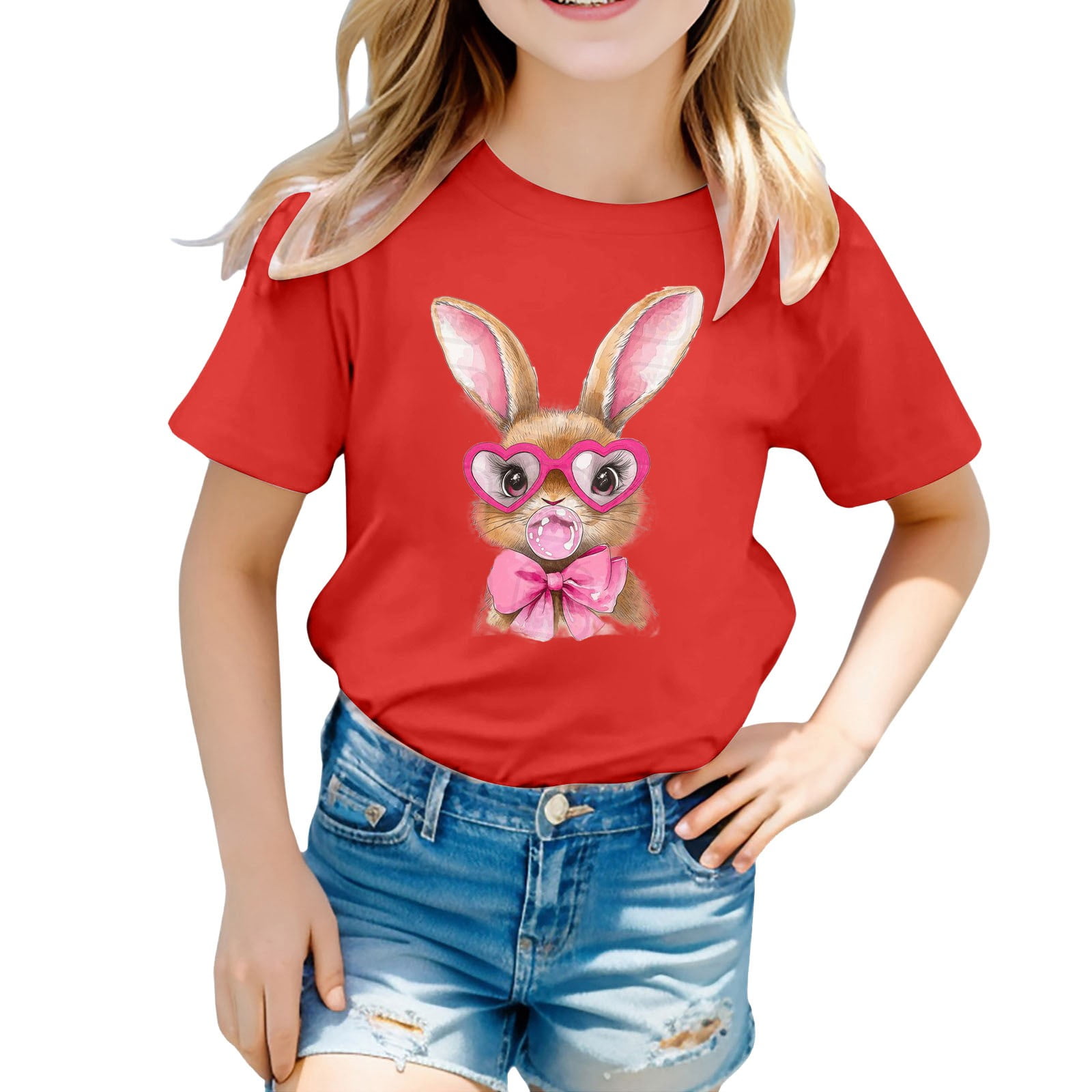 Byoo Easter Tween Girl Tee Shirt Bunny Graphic Casual Short Sleeve ...