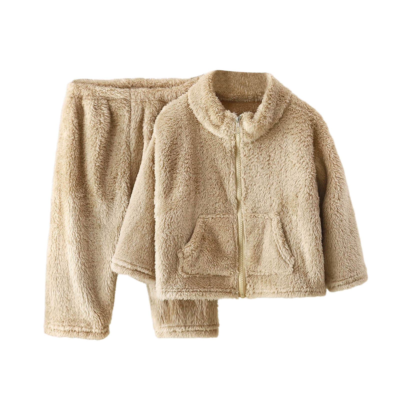 Byoo Flannel Toddler Girls Outfit Solid Fleece Full Zip Kangaroo Pocket ...