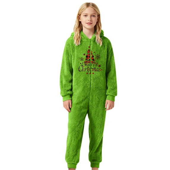 Byoo Fleece Big Girl Outfit Christmas Tree Print Full Zip Hooded Full ...