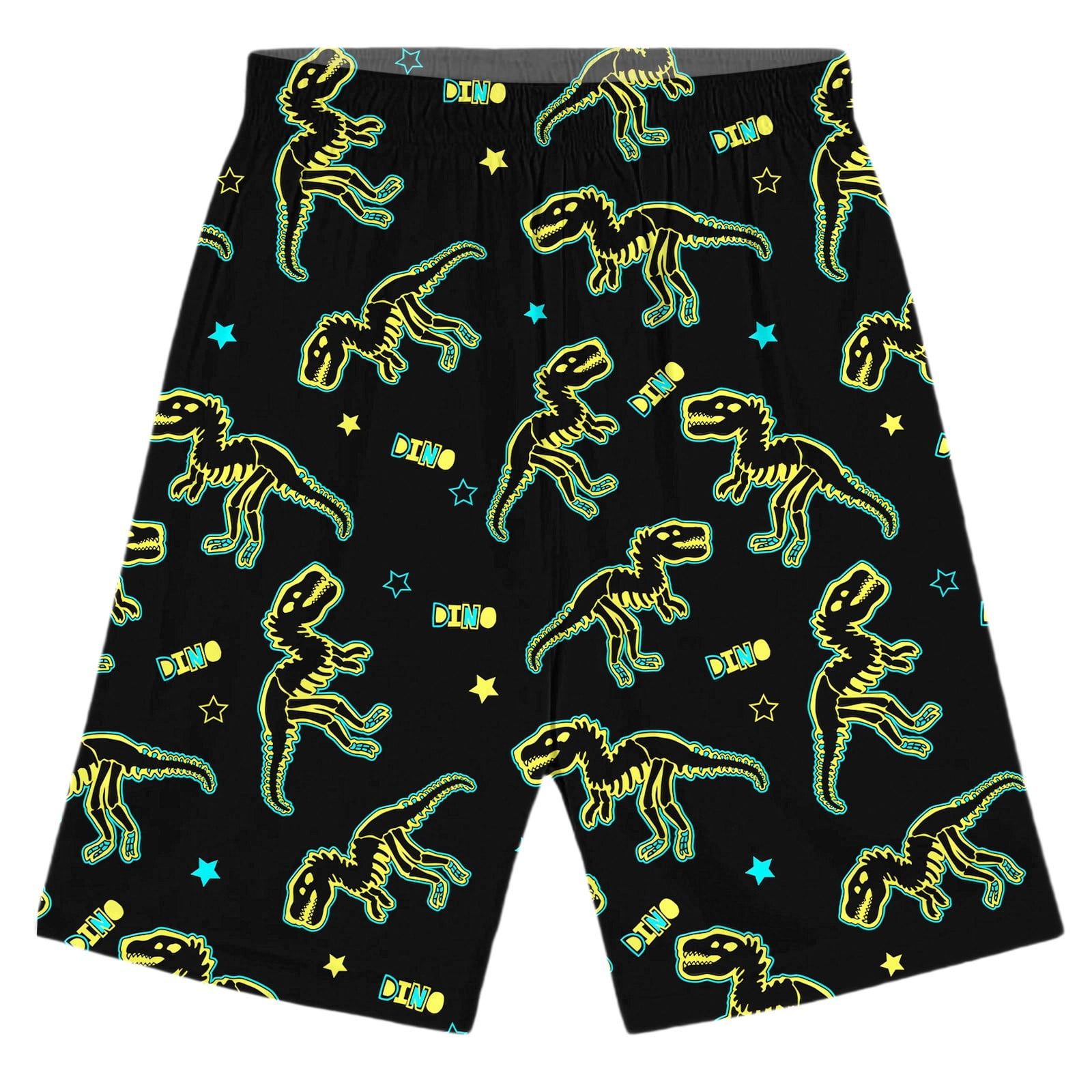 Byoo Fun Dinosaur Print Shorts for Tween Boys Elastic Waist Sleepwear ...