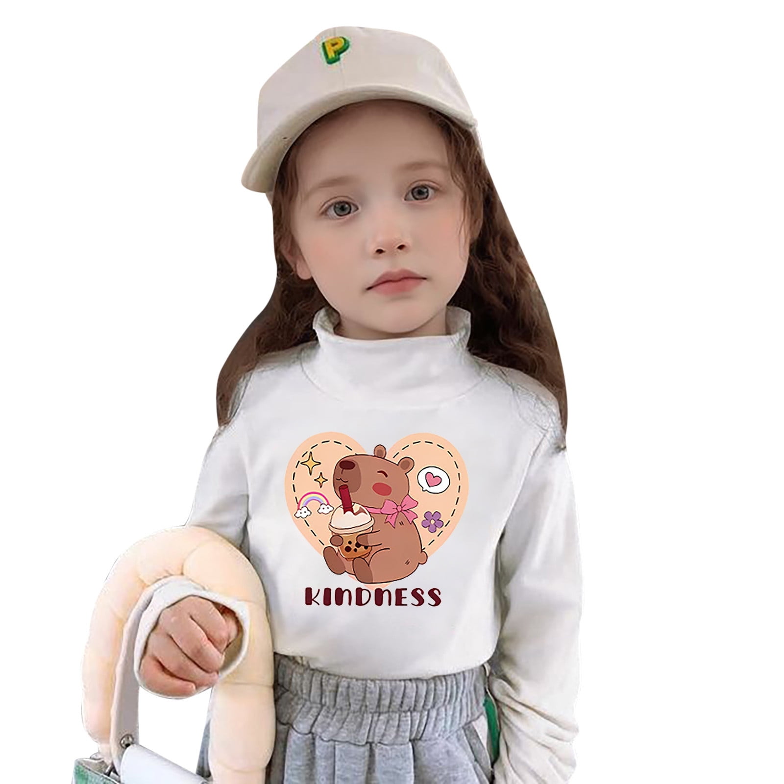 Byoo Girls Thermal Turtleneck Pullover Cartoon Capybara Cute Long ...