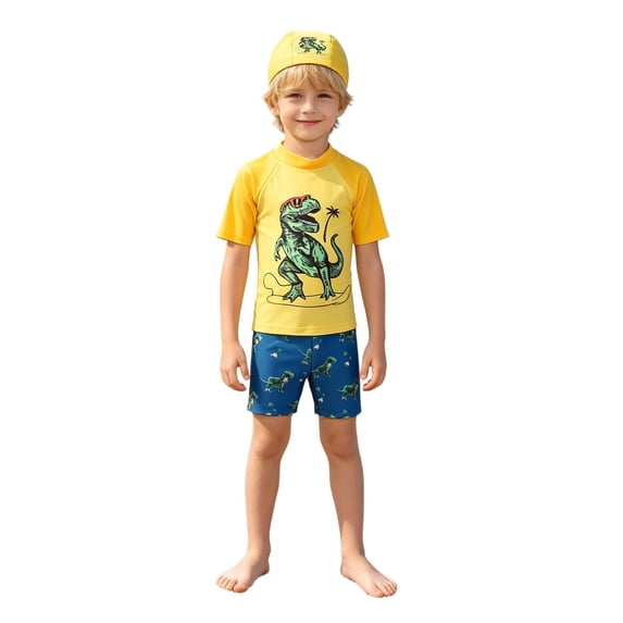 Byoo Graphic Swim Set for Toddler Boy Cute Short Sleeve T-Shirt Shorts ...
