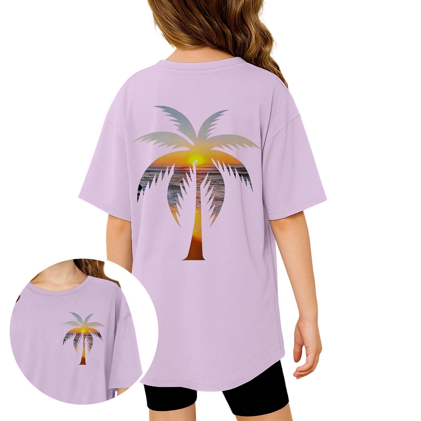 Byoo Graphic Tee Shirt for Big Girl Casual Tree Print Short Sleeves ...