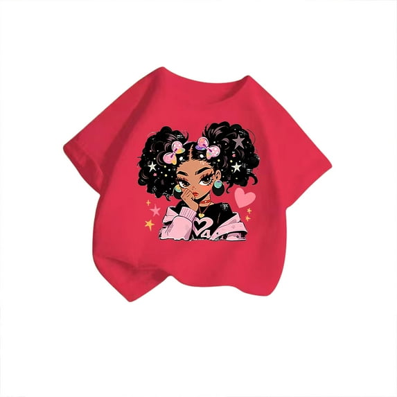 Byoo Graphic Tee for Girls Cartoon Print Short Sleeved Crew Neck T ...