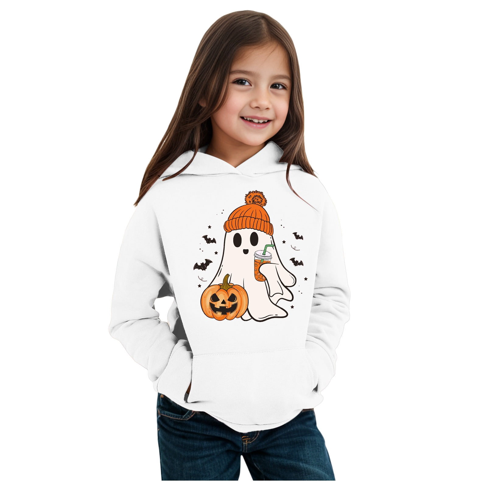 Byoo Halloween Hoodie for Girls Cartoon Ghost Print Pullover Hooded ...