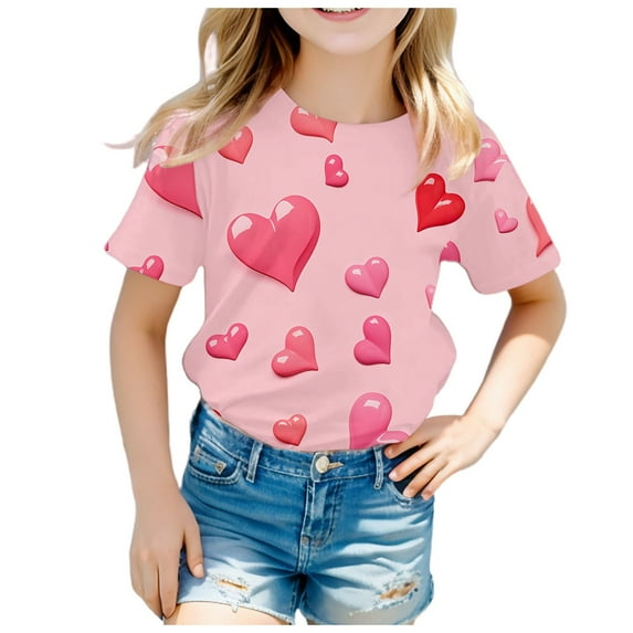 Byoo Heart Painted T-Shirt for Little Girl Short Sleeve Breathable ...
