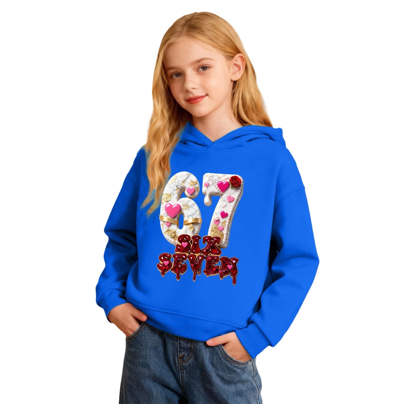 Byoo Hooded Pullover Sweatshirt for Big Girl Valentine Day Long-Sleeve ...