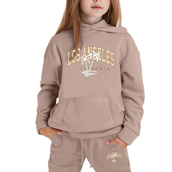Byoo Hoodie Sweatsuit Set for Little Girls Letter Printed Pocket Tough ...
