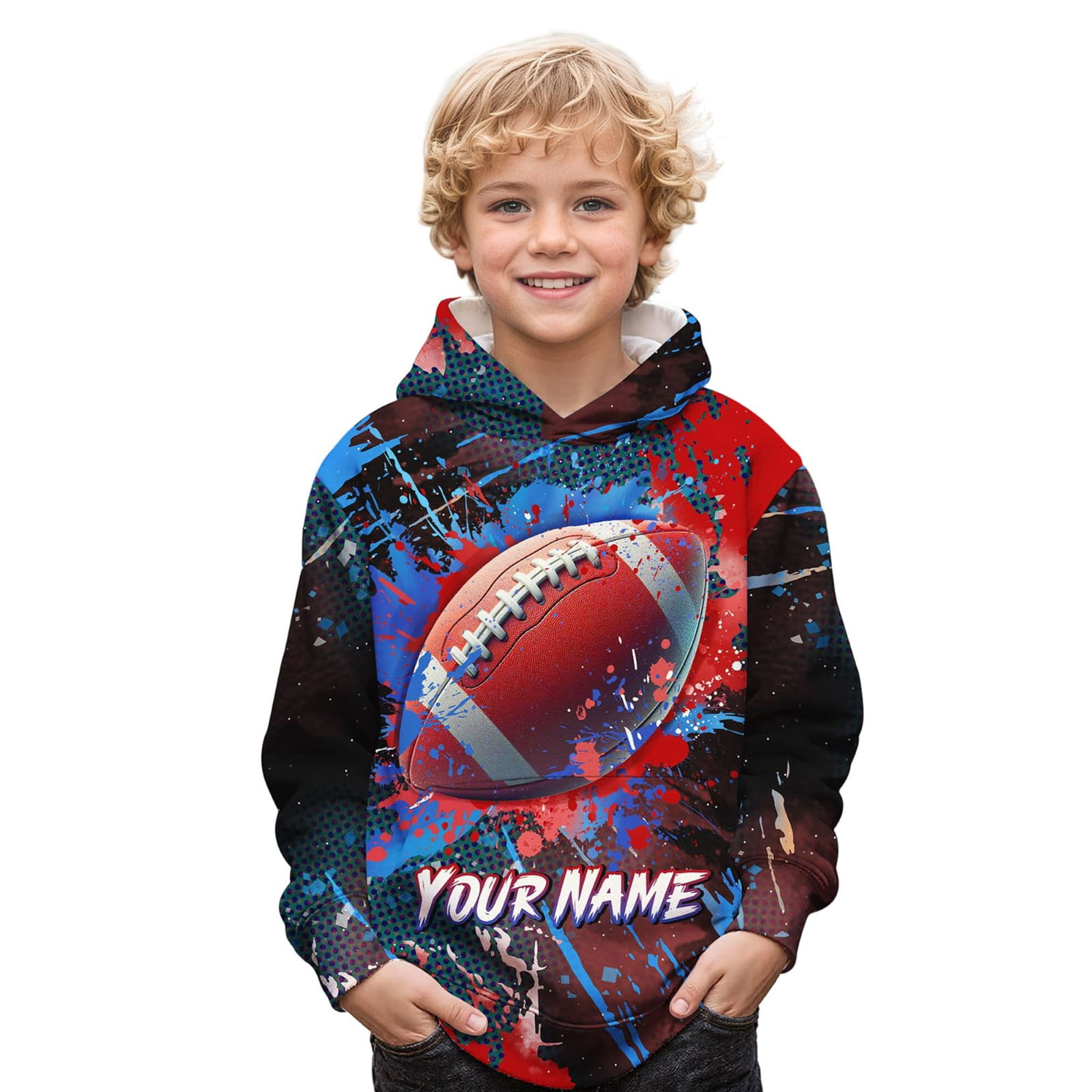 Byoo Hoody Sweatshirt for Toddler Boy Football Graphic Active Long ...