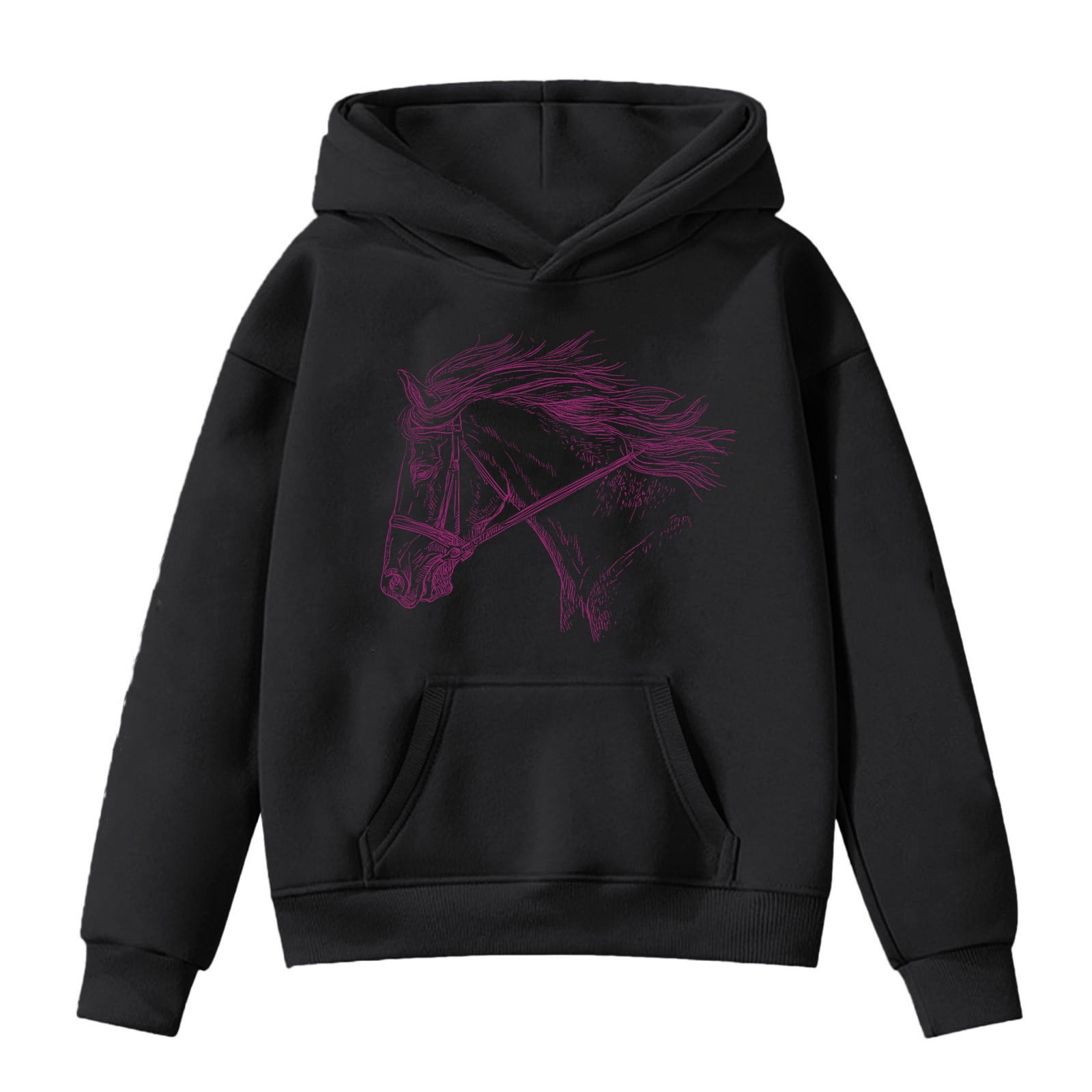 Byoo Horse Print Little Girl Hoodies Sweatershirts Soft Daily Oversize ...
