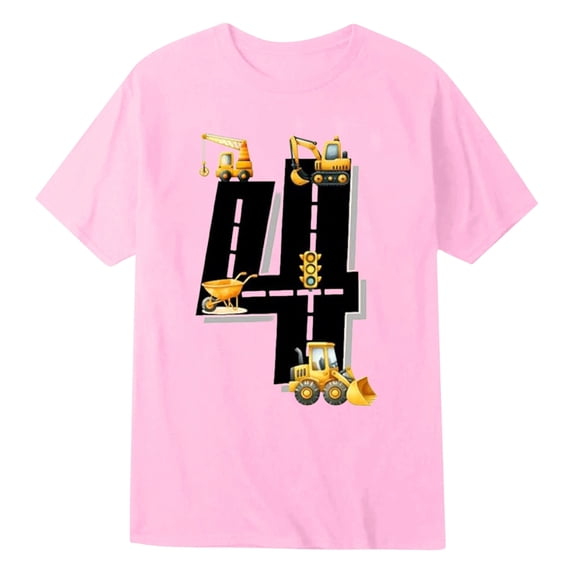 Byoo Boys 4th Birthday Tshirt Construction Vehicle Graphic Short Sleeve ...