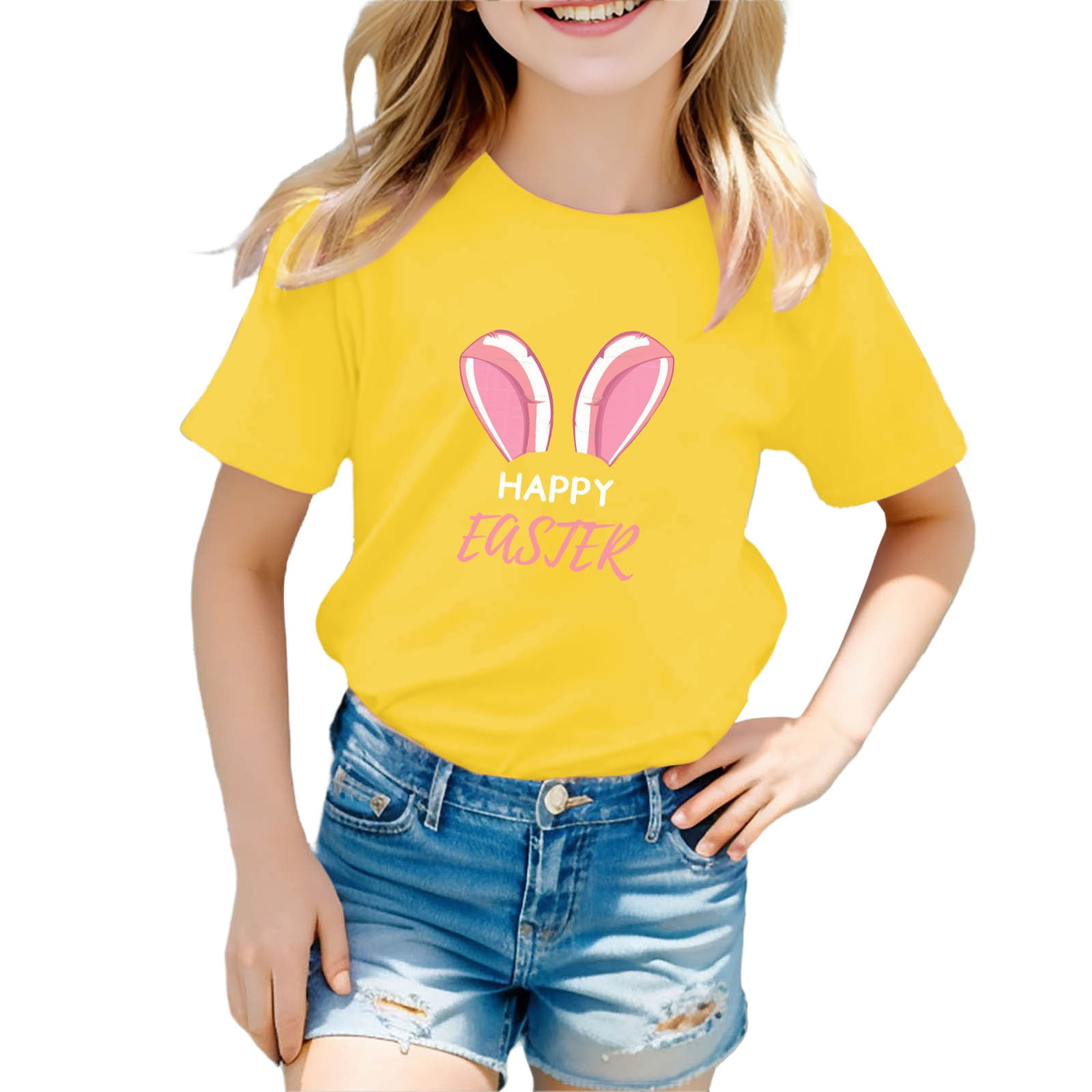 Byoo Infant Girls Bunny Graphic T-Shirt Easter Short Sleeve O-Neck ...