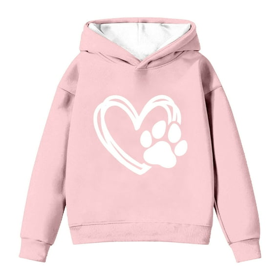 Byoo Girls Hooded Sweatshirt Valentine Day Heart Graphic Full-Sleeve ...