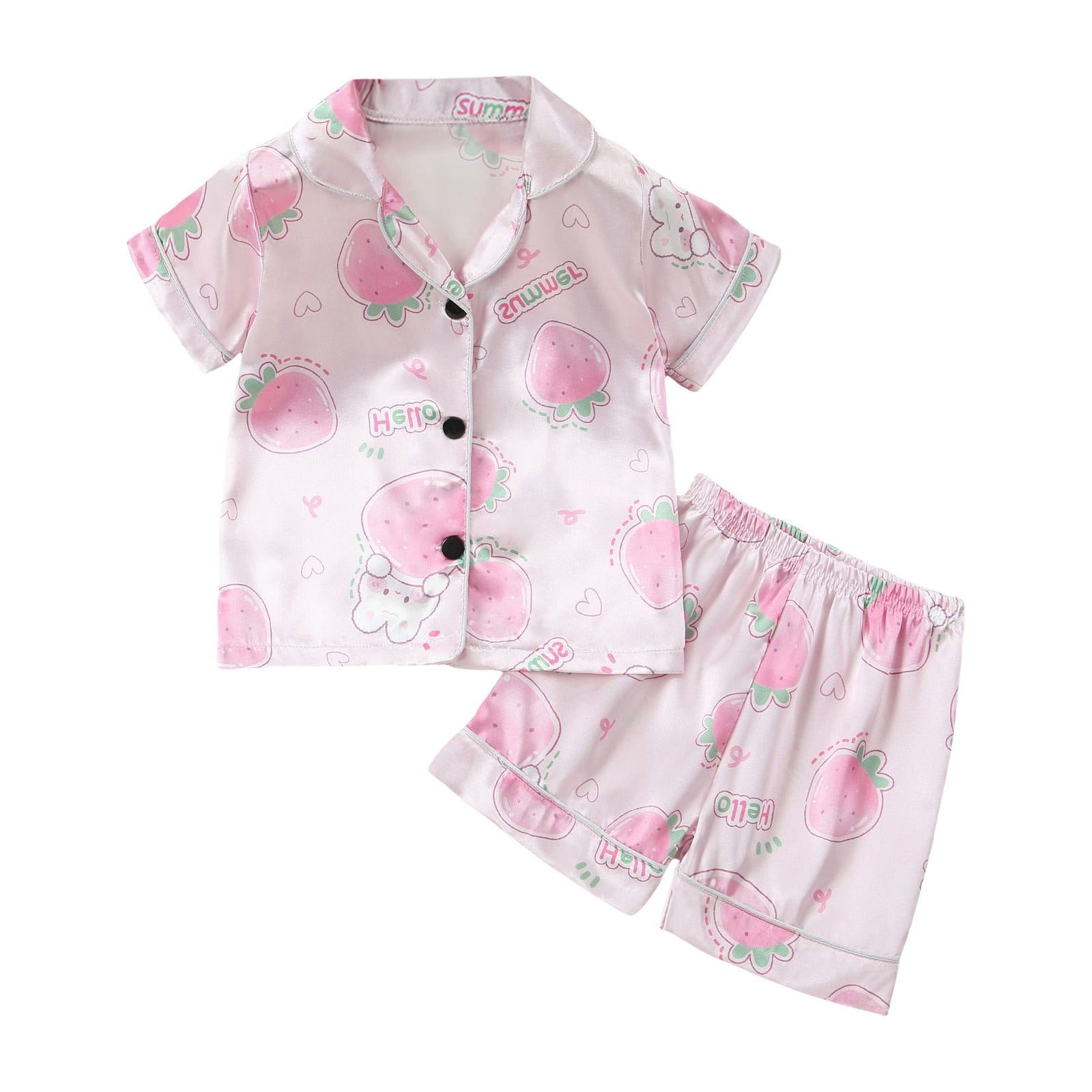 Byoo Infant Girls Pajamas Cartoon Print Satin Button Down Shirt and ...