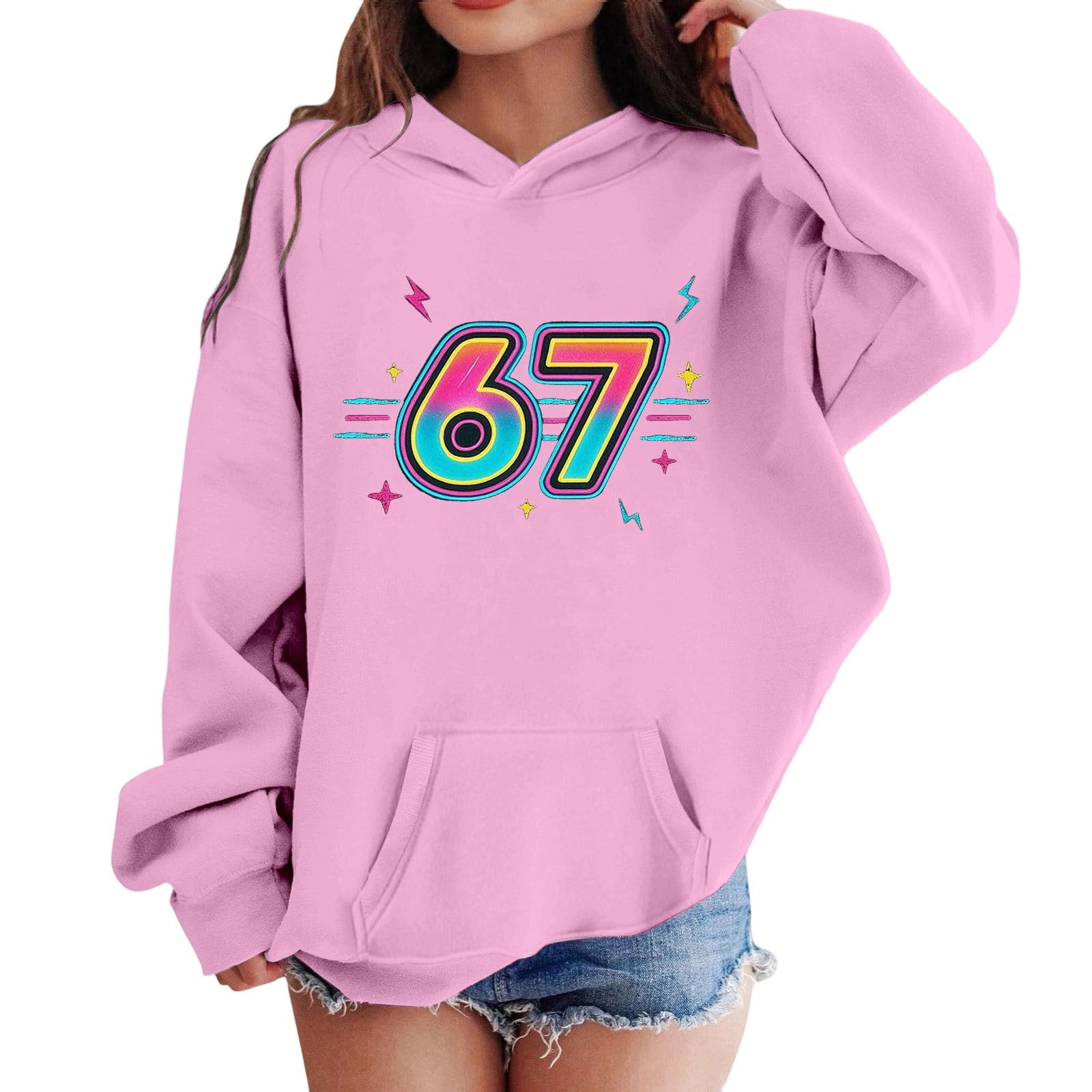 Byoo Infant Girls Sweatshirt Oversize 67 Number Graphic Full Sleeve ...