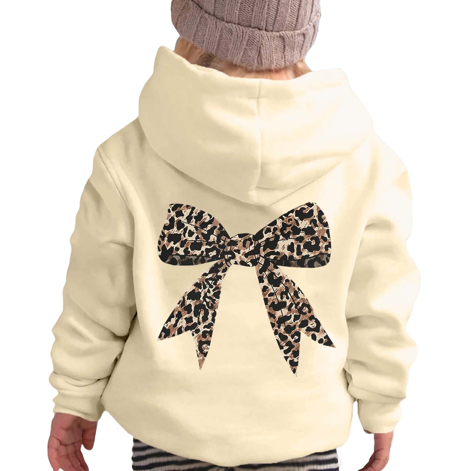 Byoo Leopard Bow Graphic Toddler Girl's Hoodie Cute Soft Long Sleeve ...