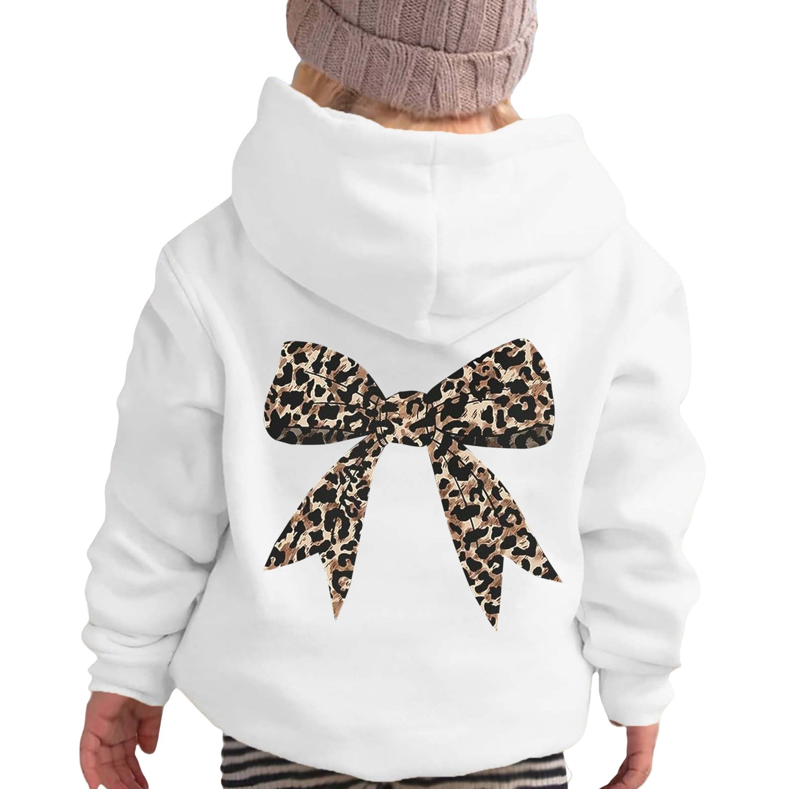 Byoo Leopard Bow Graphic Toddler Girl's Hoodie Cute Soft Long Sleeve ...