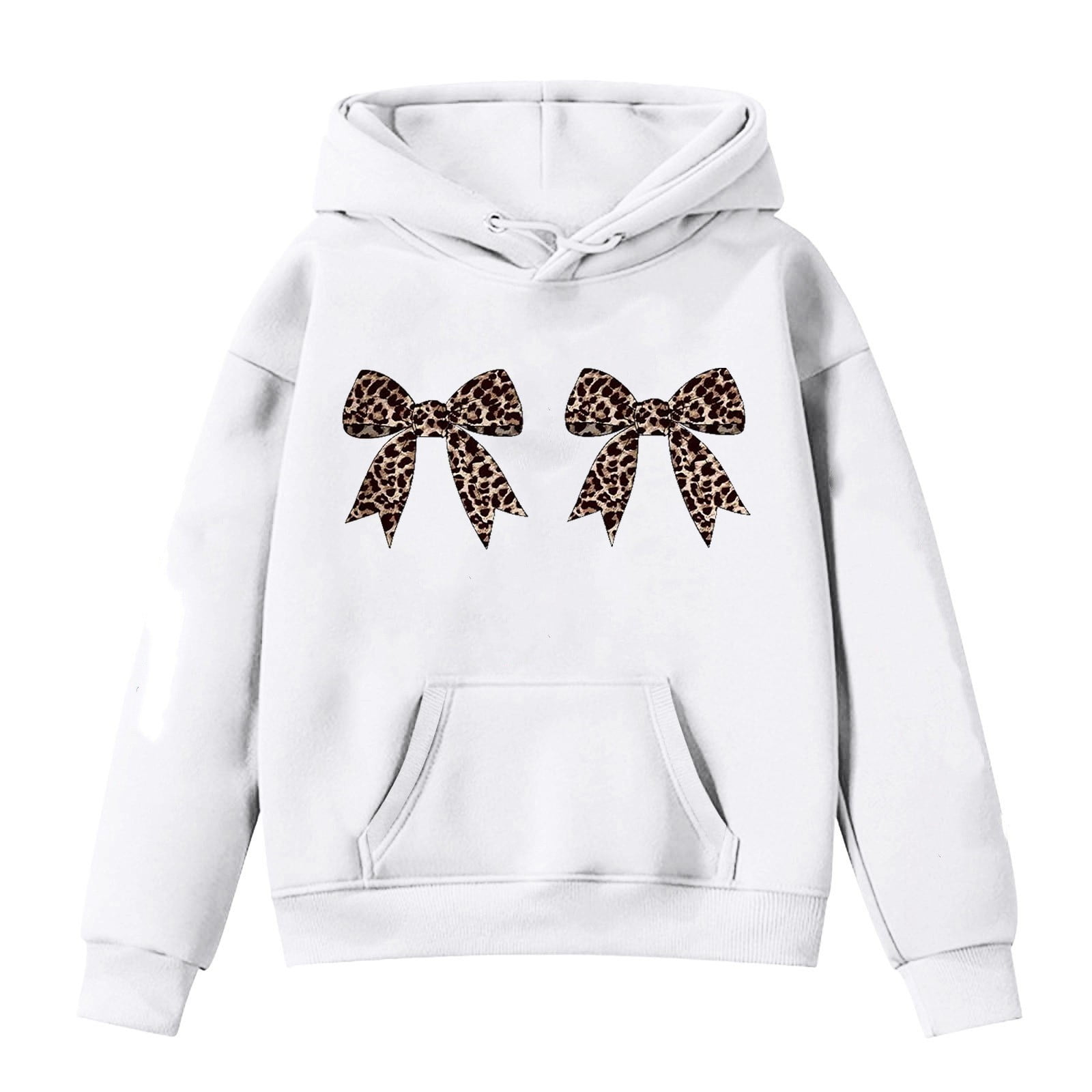 Byoo Leopard Bow Printed Little Girls Hoodie Casual Round Neck Long ...