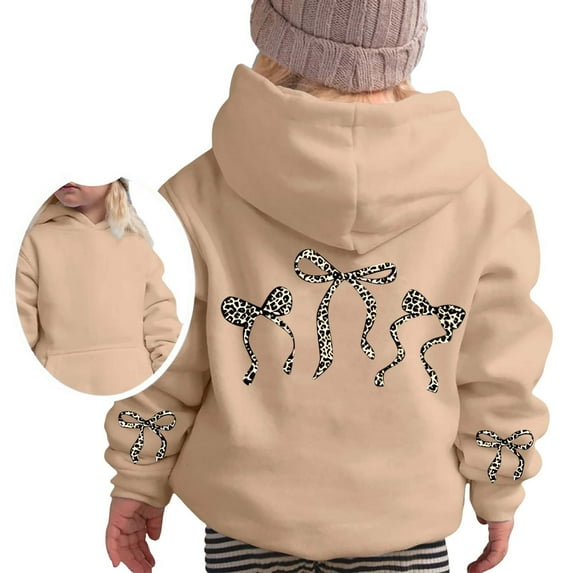Byoo Leopard Bow Printing Toddler Girl Hoodie Active Long-Sleeved ...
