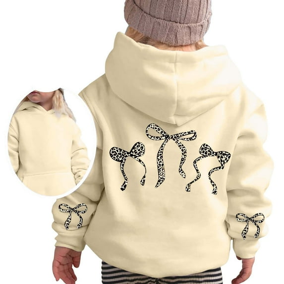 Byoo Leopard Bow Printing Toddler Girl Hoodie Active Long-Sleeved ...