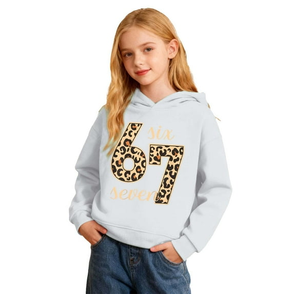 Byoo Leopard Number Printed Hoodie for Toddler Girls Soft Full Sleeved ...