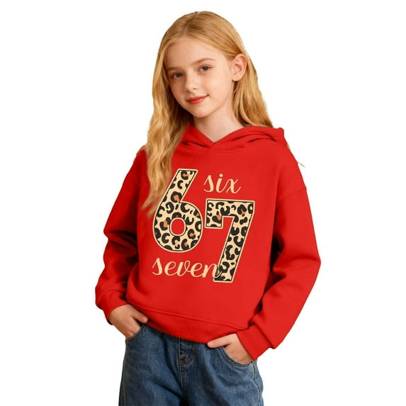 Byoo Leopard Number Printed Hoodie for Toddler Girls Soft Full Sleeved ...