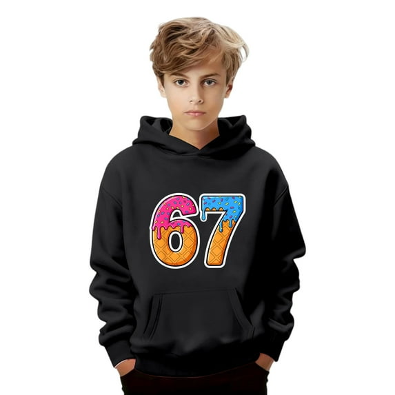 Byoo Little Boy 67 Number Graphic Sweatshirts Active Long Sleeve Hoodie ...