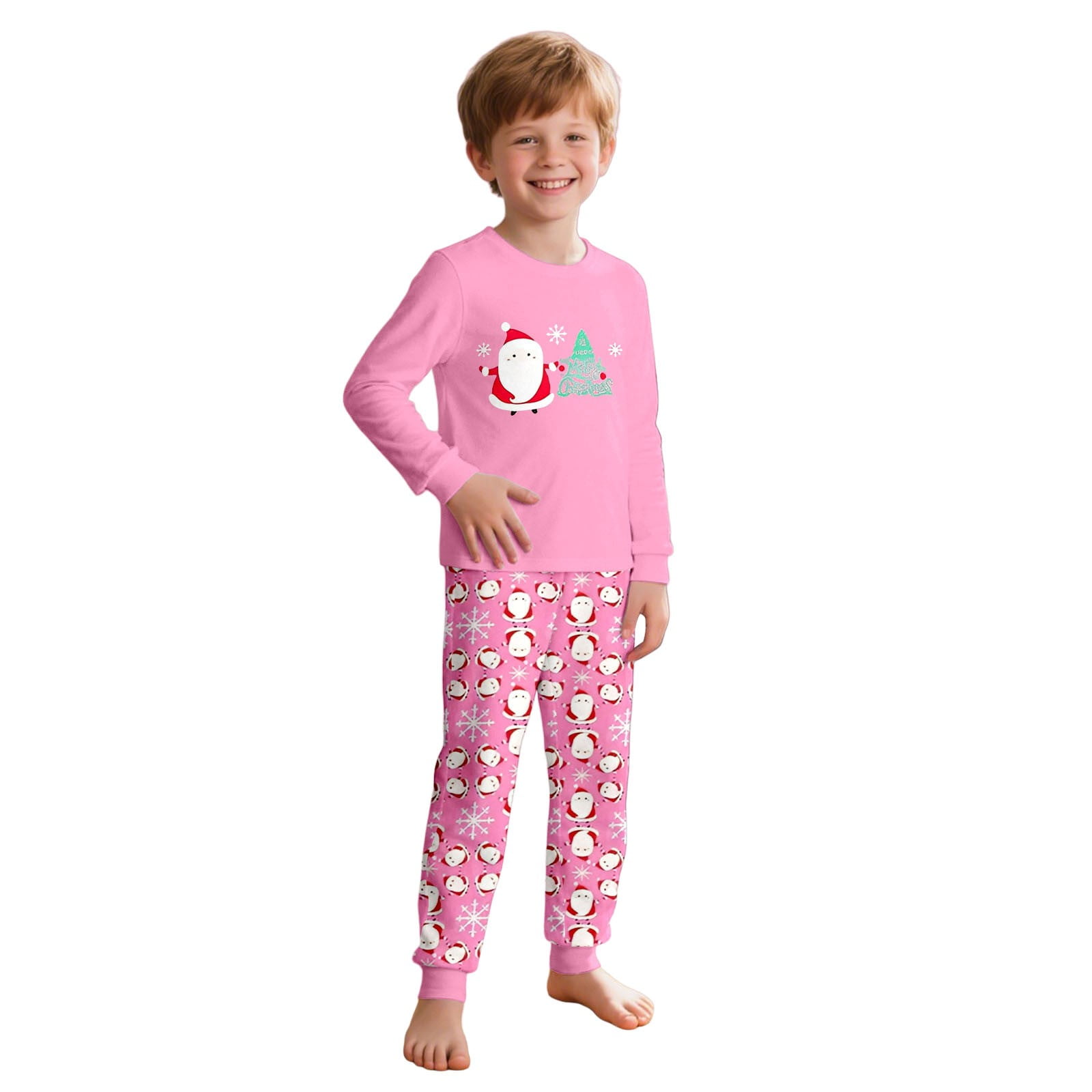 Byoo Little Boy Christmas Homewear Set Santa Graphic Long Sleeve Top ...