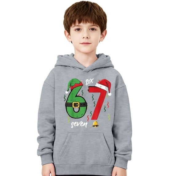 Byoo Little Boy Hoodie Kangaroo Pocket 67 Number Graphic Long-Sleeve ...