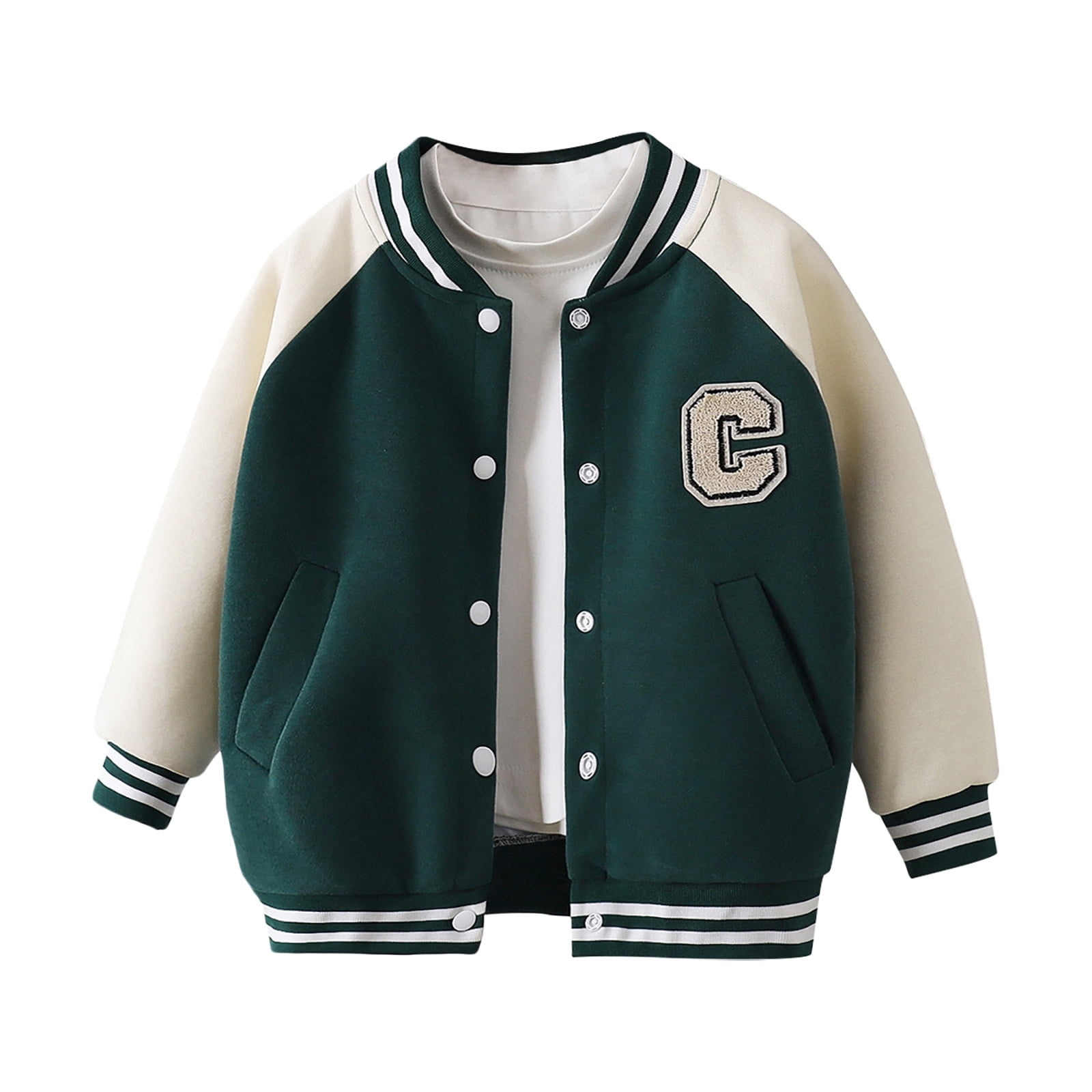 Byoo Little Boys Baseball Jacket Colorblock Letter Print Button Down ...