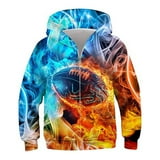 Byoo Little Boys Full Zip Hoodie 3D Football Fire Ice Print Hoody ...