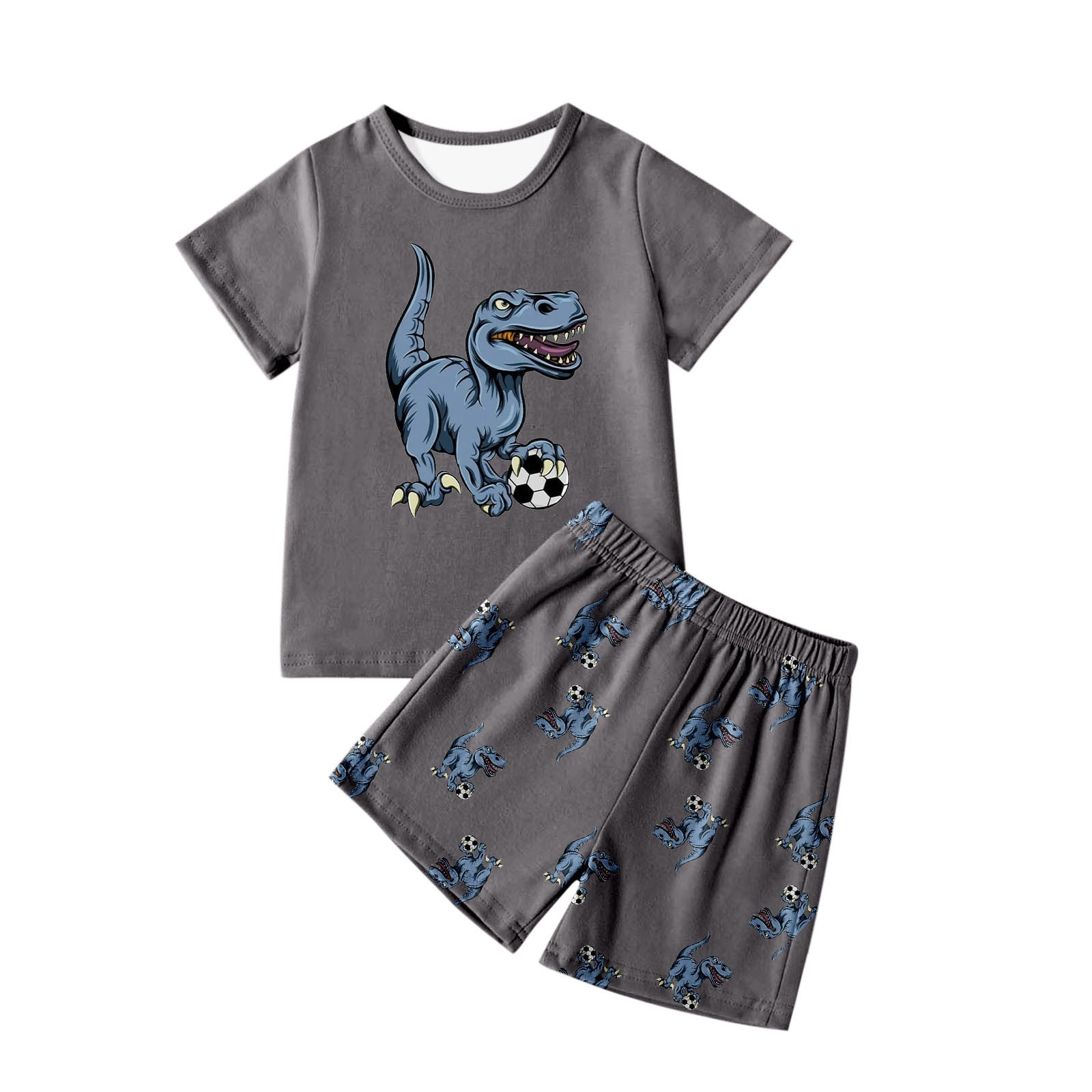 Byoo Little Boys Pajamas Dinosaur Print Short Sleeve T-Shirt Shorts Set ...