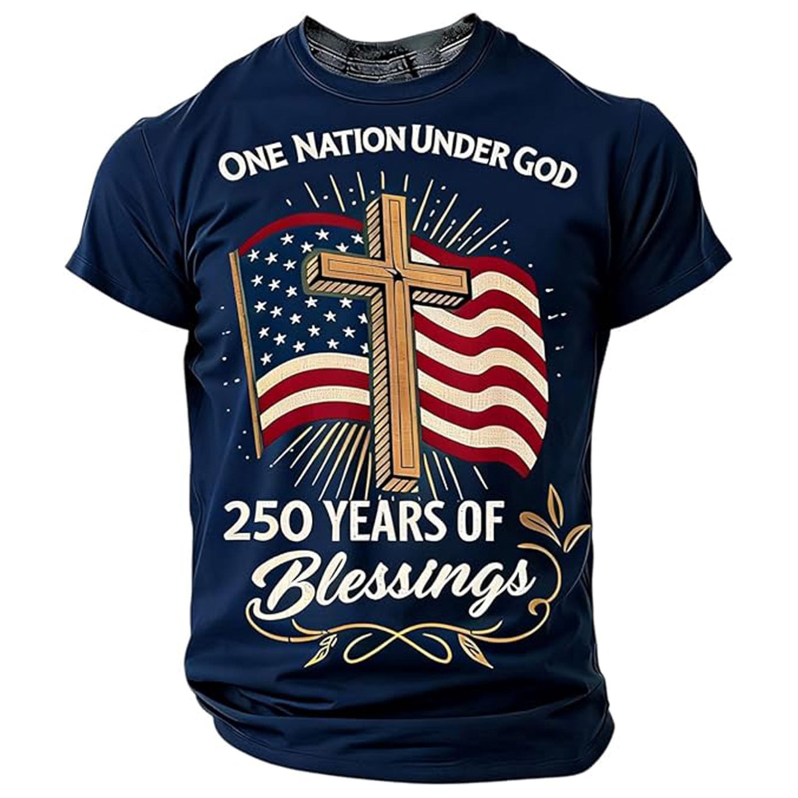 Byoo Little Boys Patriotic Cross Flag Graphic T-Shirt Short Sleeve Crew ...