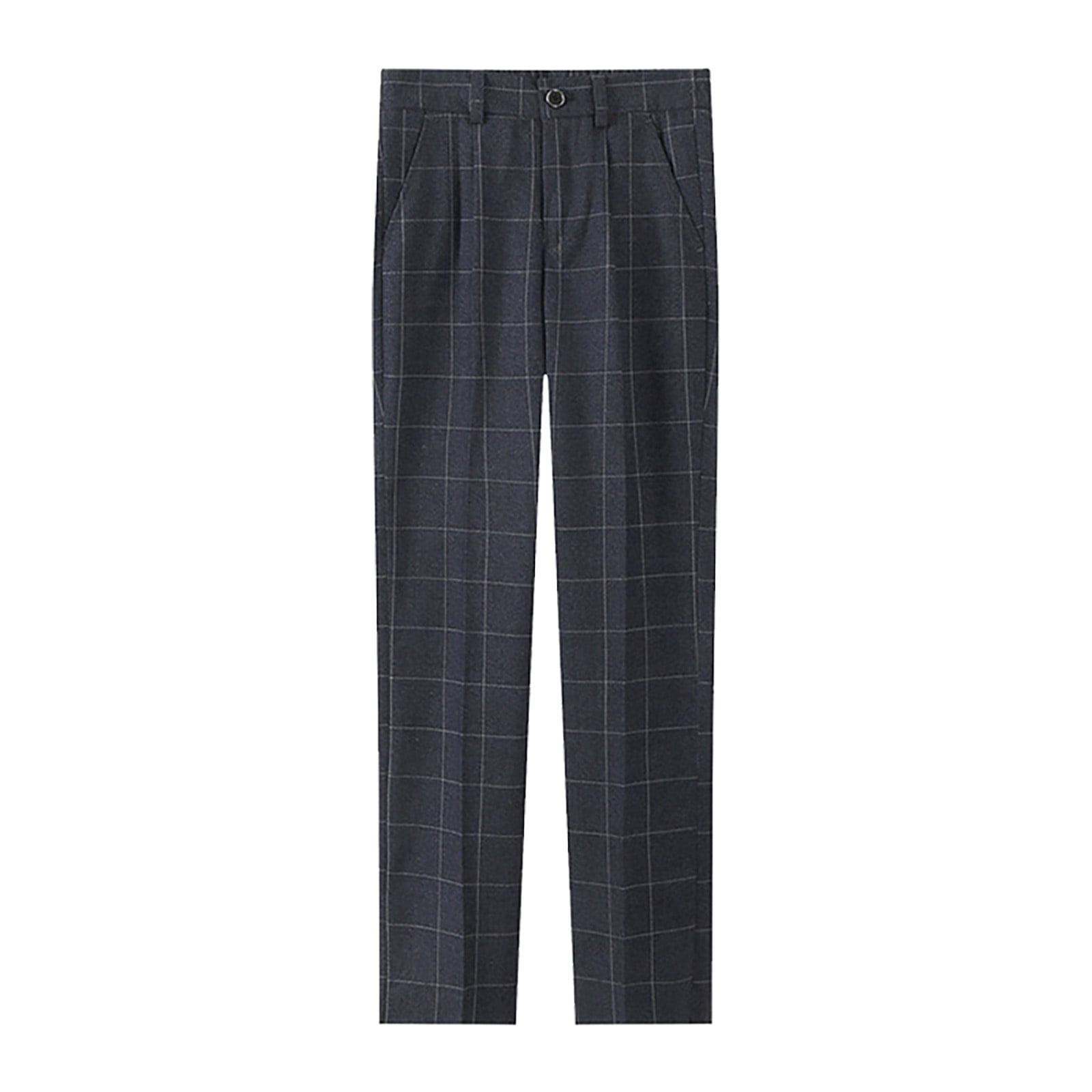 Byoo Little Boys' Plaid Graphic Dress Pants Straight Fit High Rise Pull ...