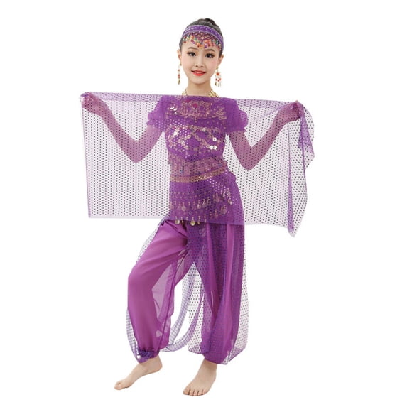 Byoo Little Girl Beaded Dance Outfit Flowy Chiffon Stage Performance ...