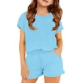 Byoo Little Girl Casual Outfit Set Soft Solid Color Short Sleeve Tee ...