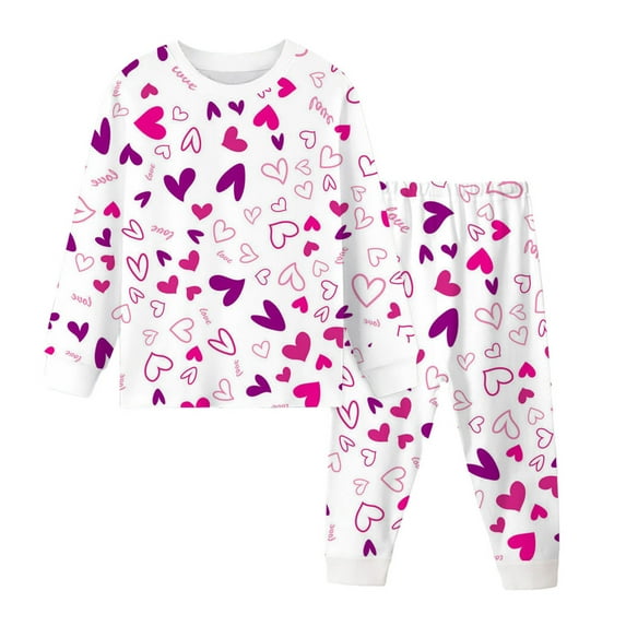 Byoo Little Girl Nightwear Outfit Valentine Sweet Cute Heart Painted ...